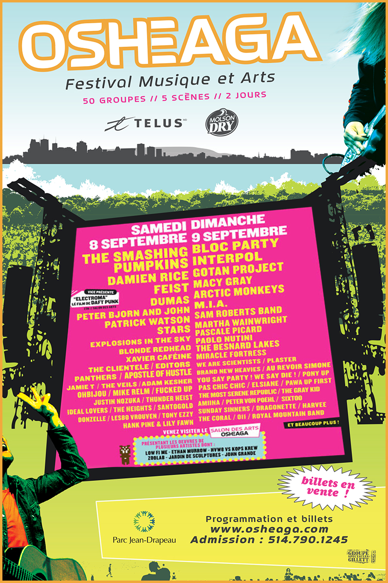 Toutes les affiches d'Osheaga depuis 2006 - Petit Petit Gamin