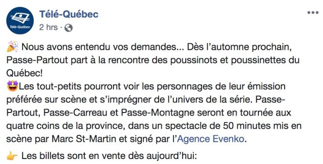 Passe-Partout vient de lancer une tournée de spectacles à travers le ...