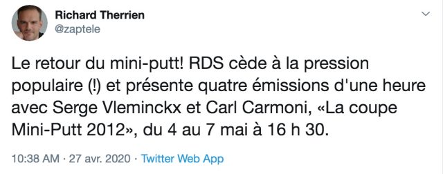 C’est le grand retour du mini-putt à RDS avec l’excellent Carl Carmoni ...