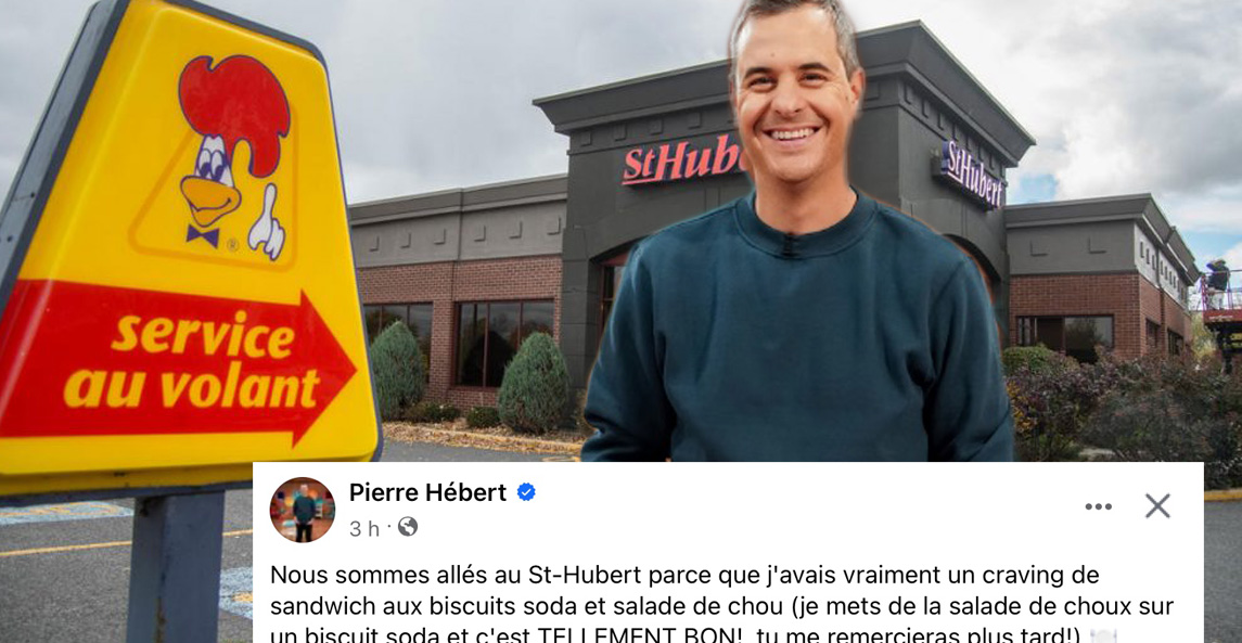 Pierre Hébert fait un prank à sa blonde avec ses enfants dans un St-Hubert