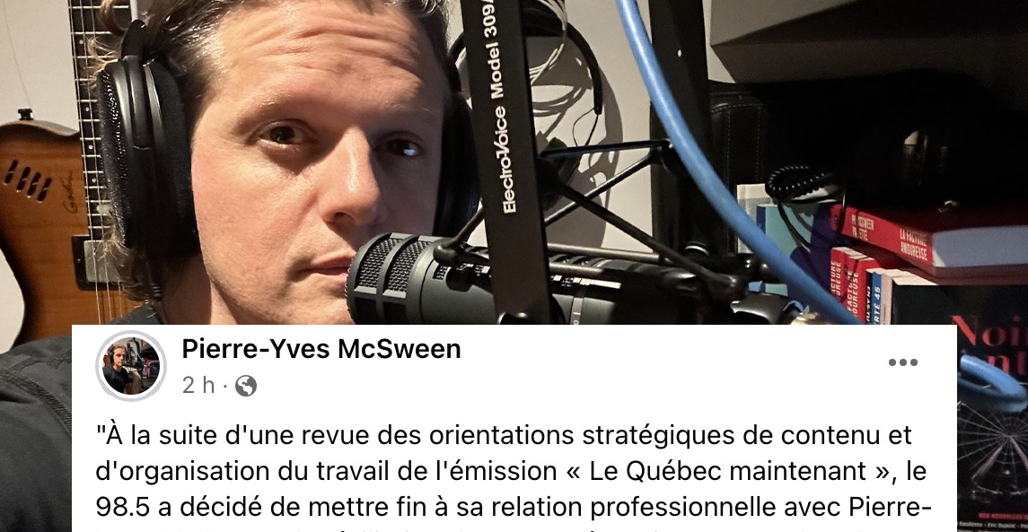 Pierre-Yves McSween explique que c'est fini avec le 98,5 FM