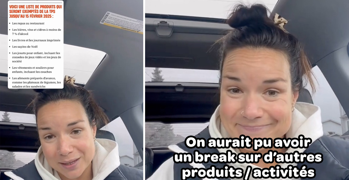 Cette femme au Québec réagit sur le choix des produits exemptés de TPS