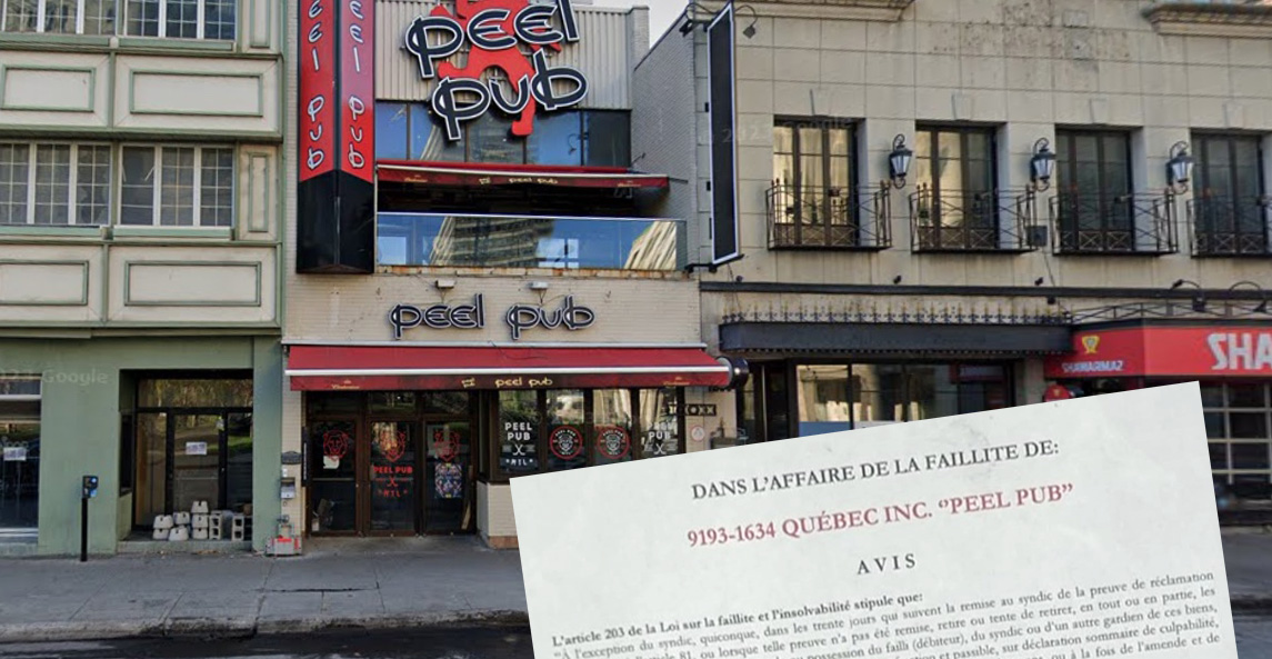 Après 63 ans le Peel pub à Montréal fait faillite