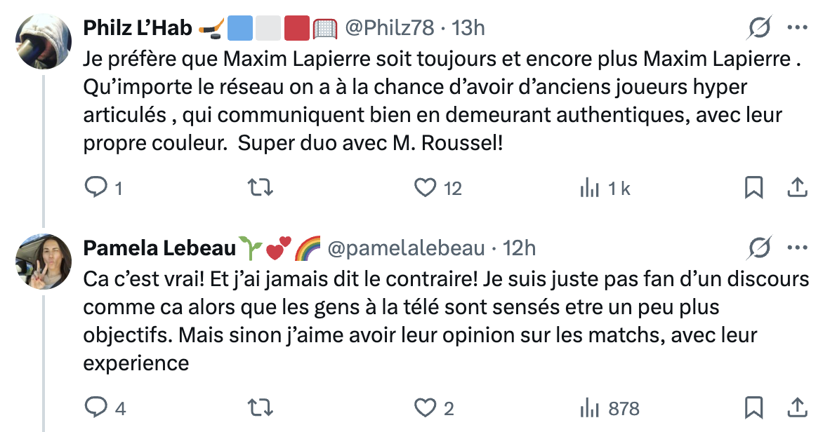 Maxim Lapierre réplique à une personne qui ridiculise ses discours ...